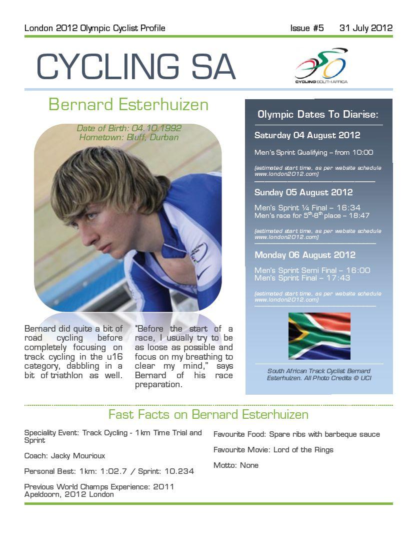 London 2012 Olympic Cyclist Profile: Bernard Esterhuizen | Bike Hub